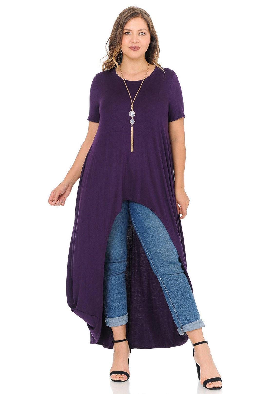 Plus Size High-low Maxi Top Eggplant - Etsy