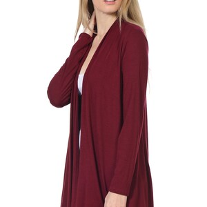 Solid Rayon Spandex Long Sleeve Jersey Cardigan Sweater Burgundy - Etsy