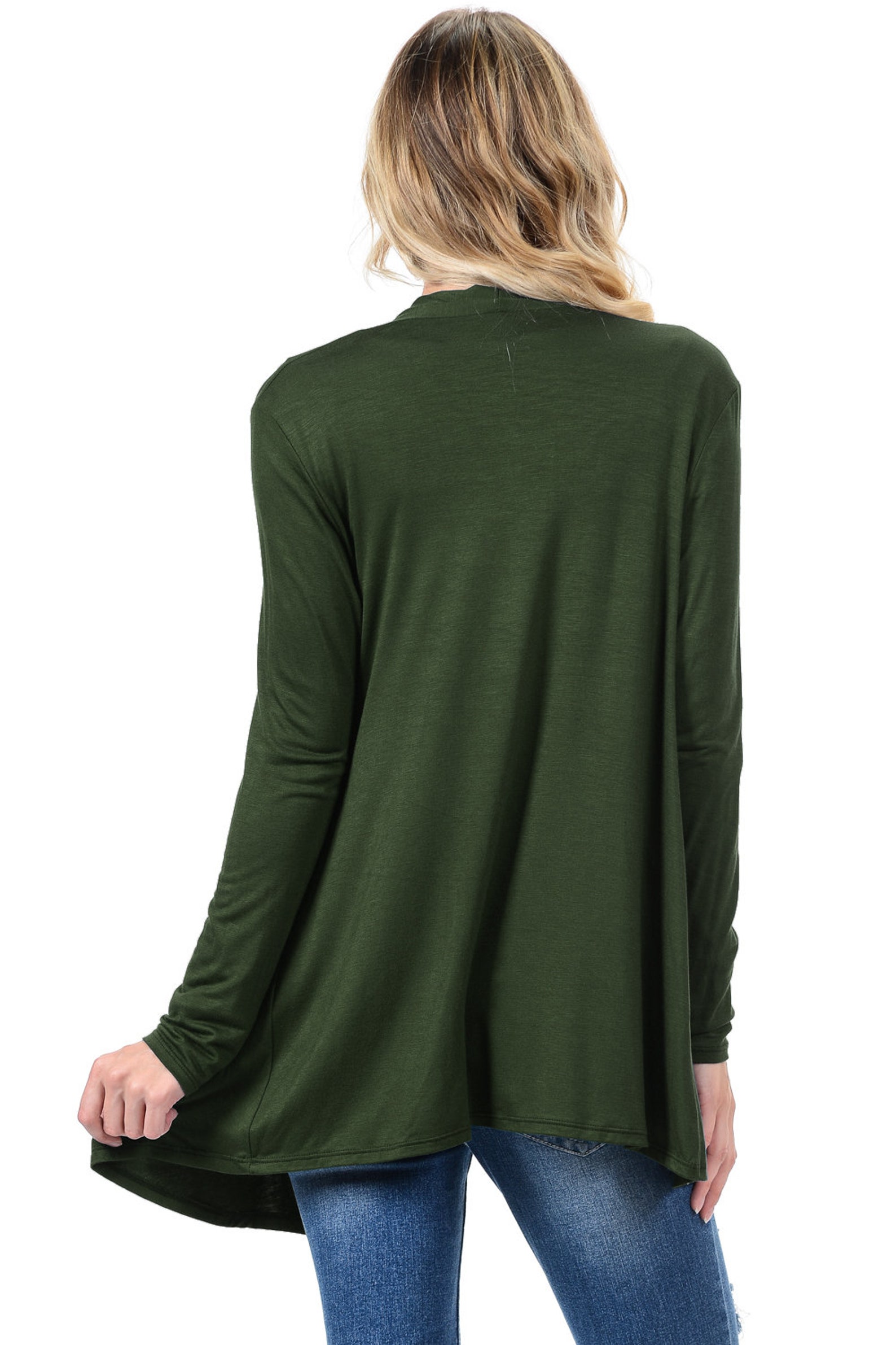 Solid Rayon Spandex Long Sleeve Jersey Cardigan Sweater Olive - Etsy