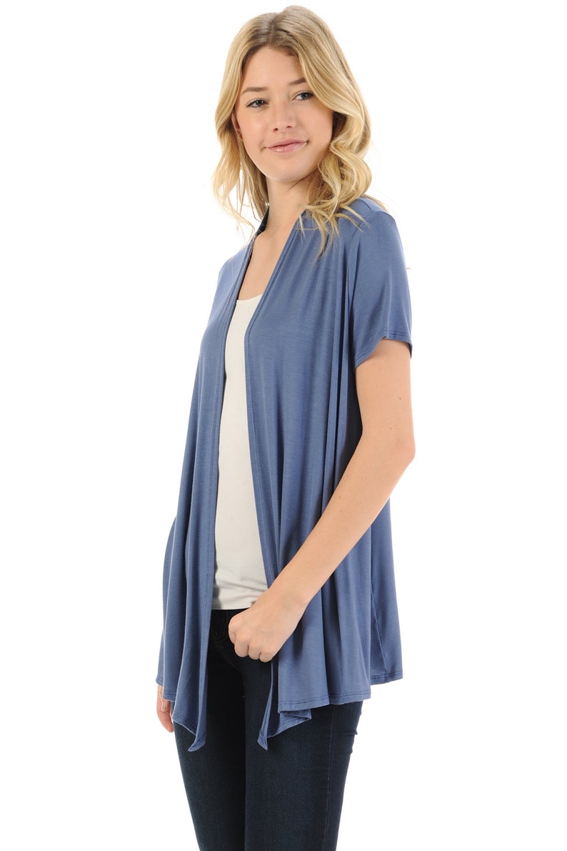 Short Sleeve Open Front Vest Denim - Etsy