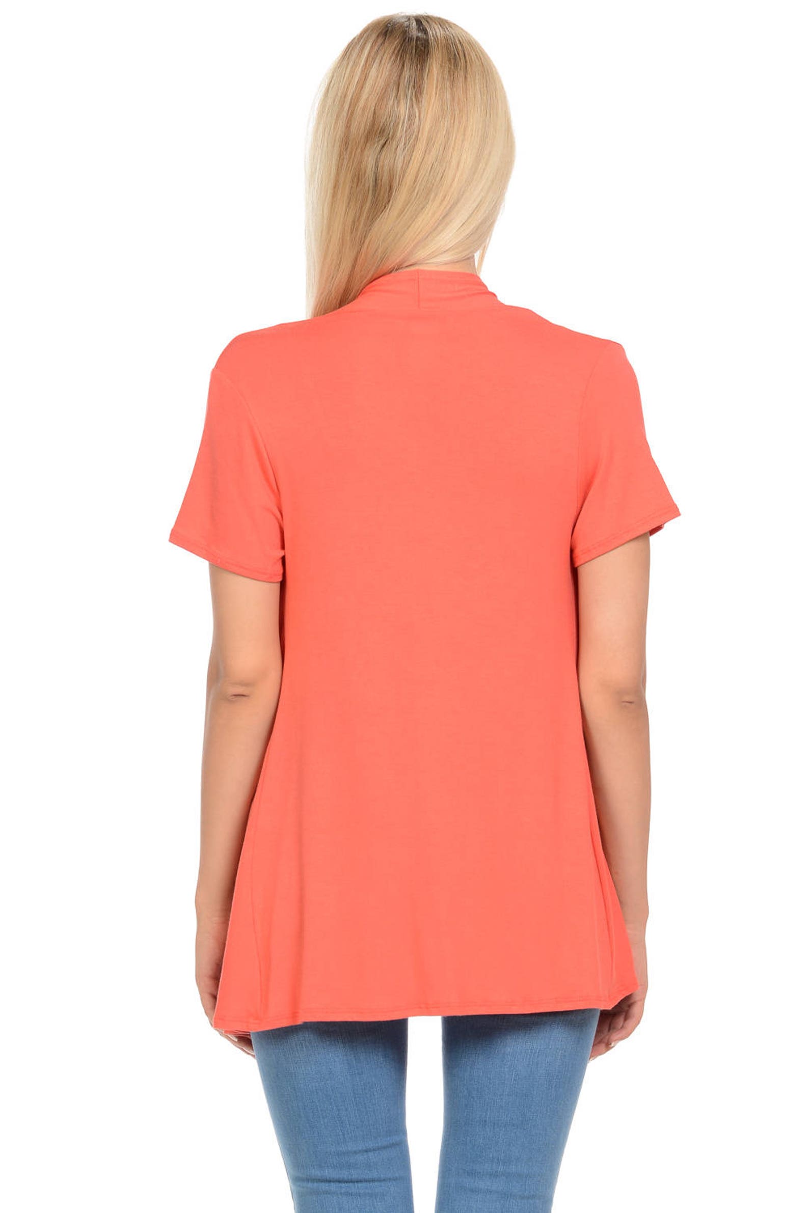 Short Sleeve Open Front Vest Coral - Etsy