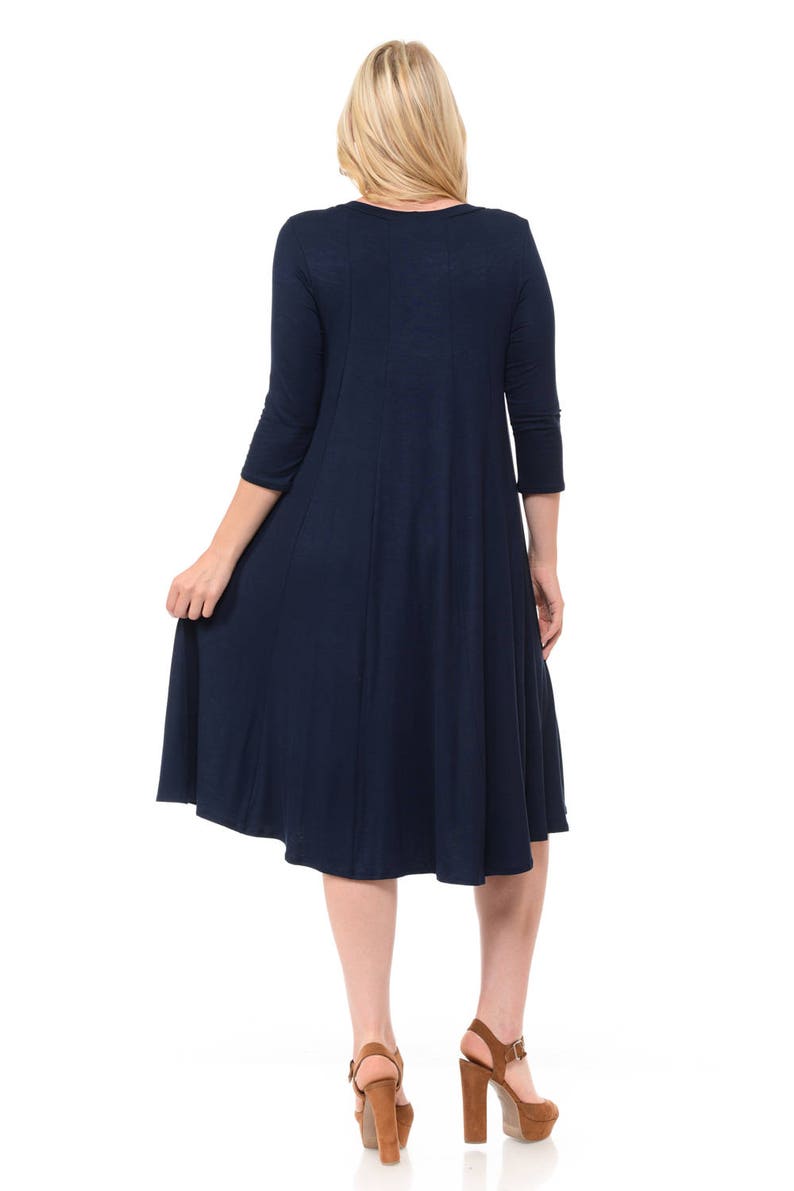 Plus Size A-line Trapeze Midi Dress Navy - Etsy