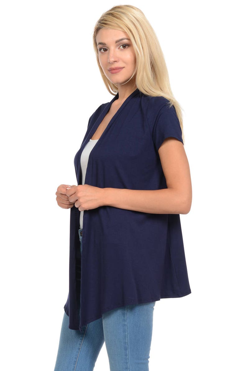 Short Sleeve Open Front Vest Navy - Etsy