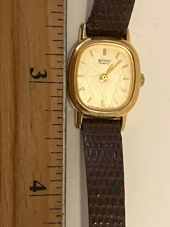 SEIKO Quartz 285661 Brown Band, Square Face, Gold Cas… - Gem