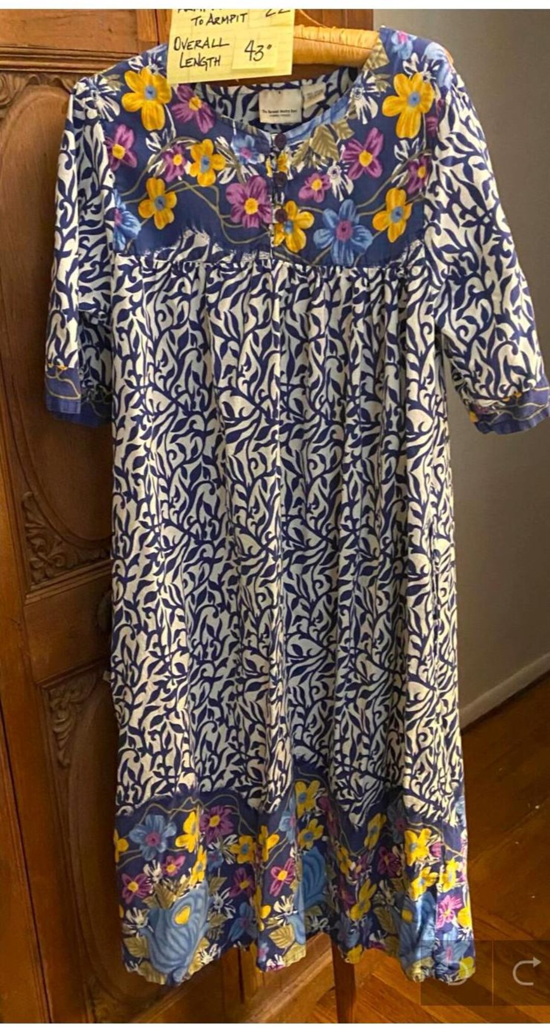 Vermont Country Store Dress With Side Pockets. Purples & Blues, Size ...