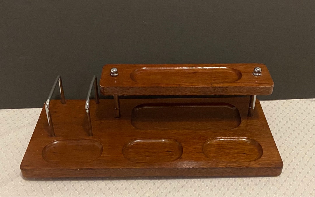 Men’s Vintage Two Tier Valet Organizer. Two Tier Wooden Valet. Shows ...