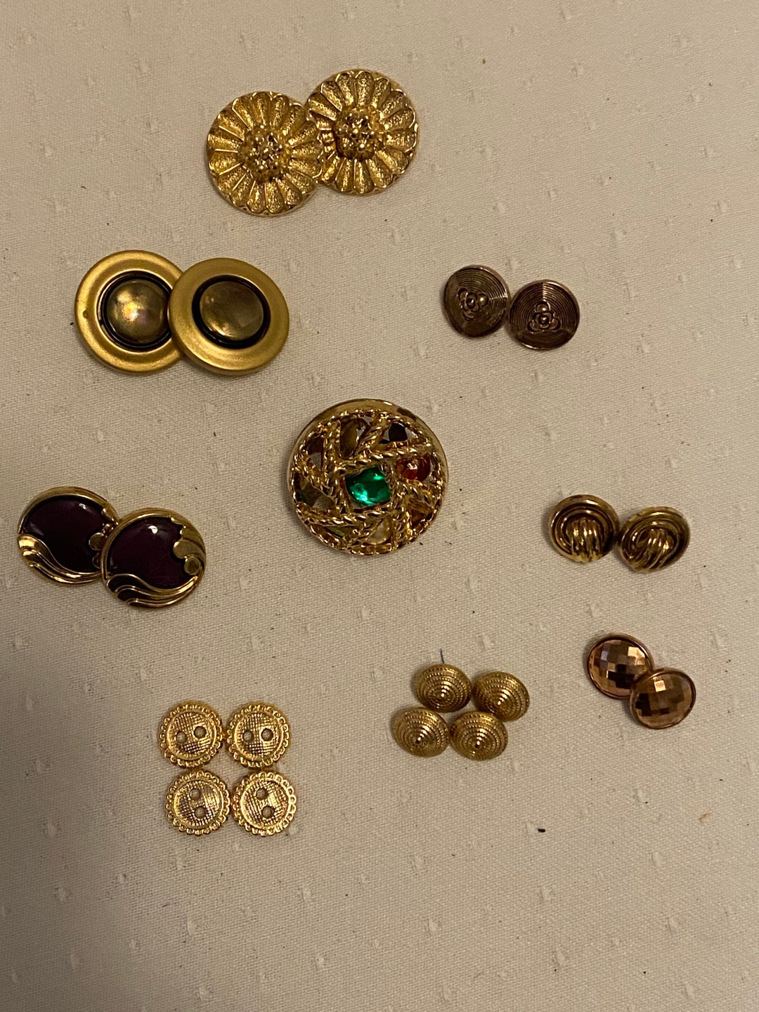 Variety of Golden Tone and Statement Rhinestone Button. Buttons Measure ...