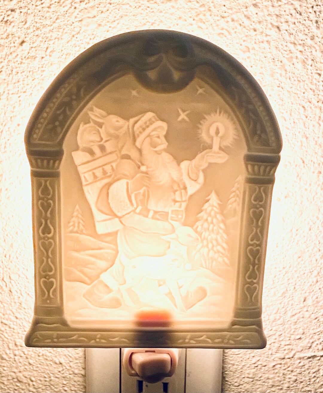 Lighted Holiday Ceramic Whimsical Santa Plug-in Night Light - Etsy