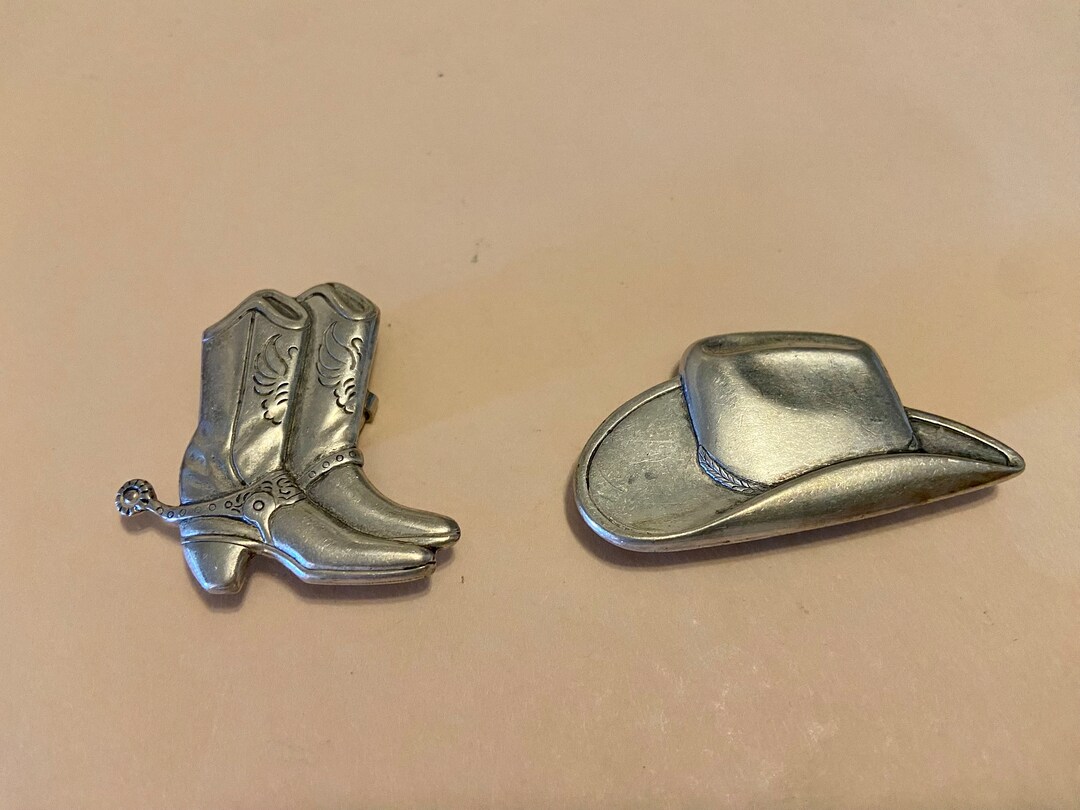 Cowboy Boots & Cowboy Hat Metal Button Covers, Set of 2. Button Covers ...