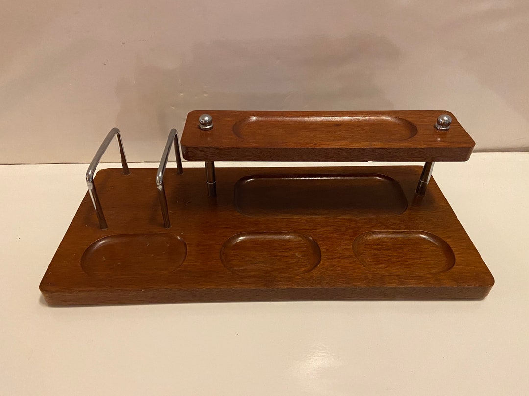 Mens Vintage Two Tier Valet Organizer. Two Tier Wooden Valet. Perfect ...