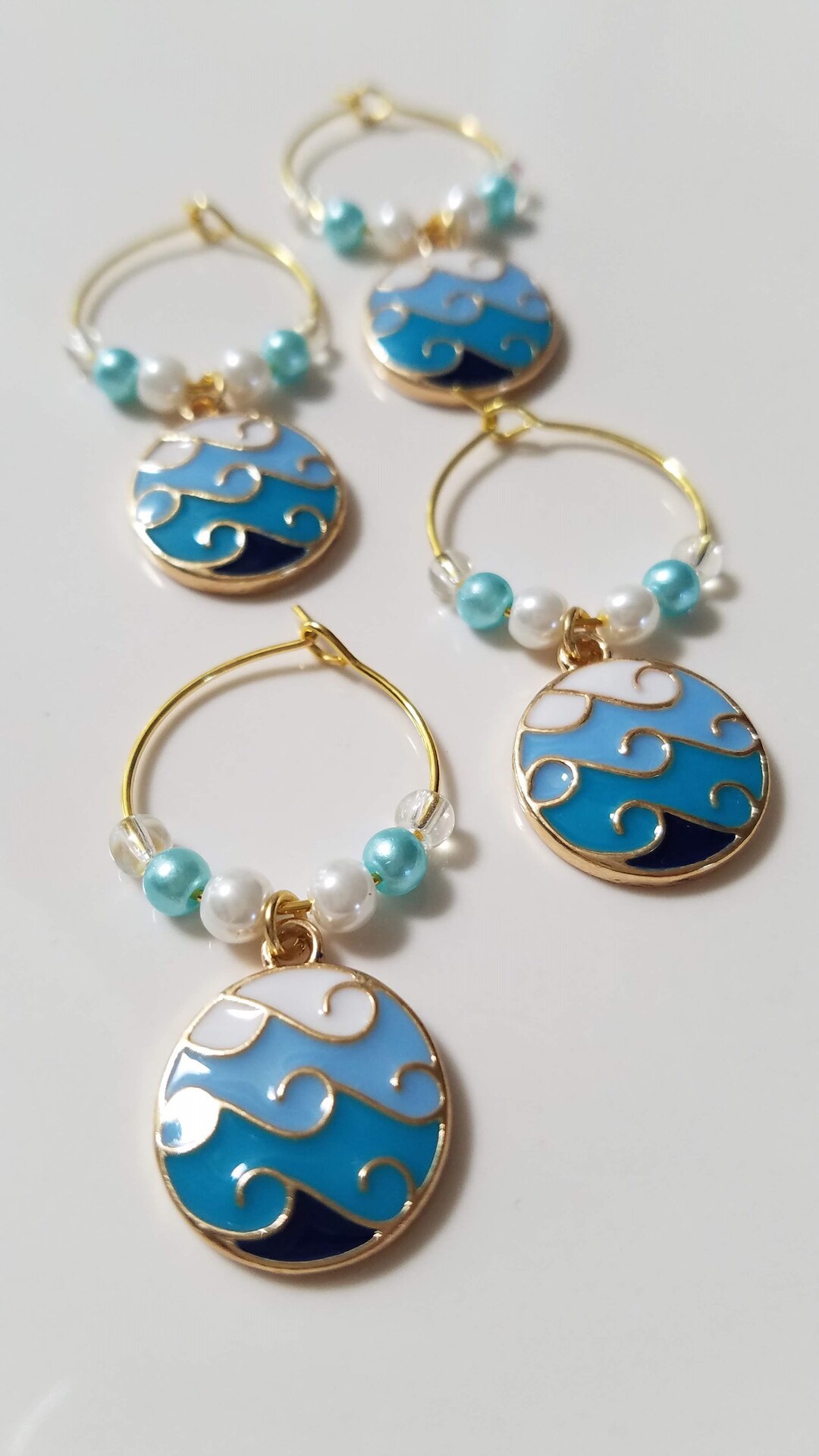 Ocean Waves Charms - Sea Charms - Set of 4 | Party Favors | Wine Marker ...