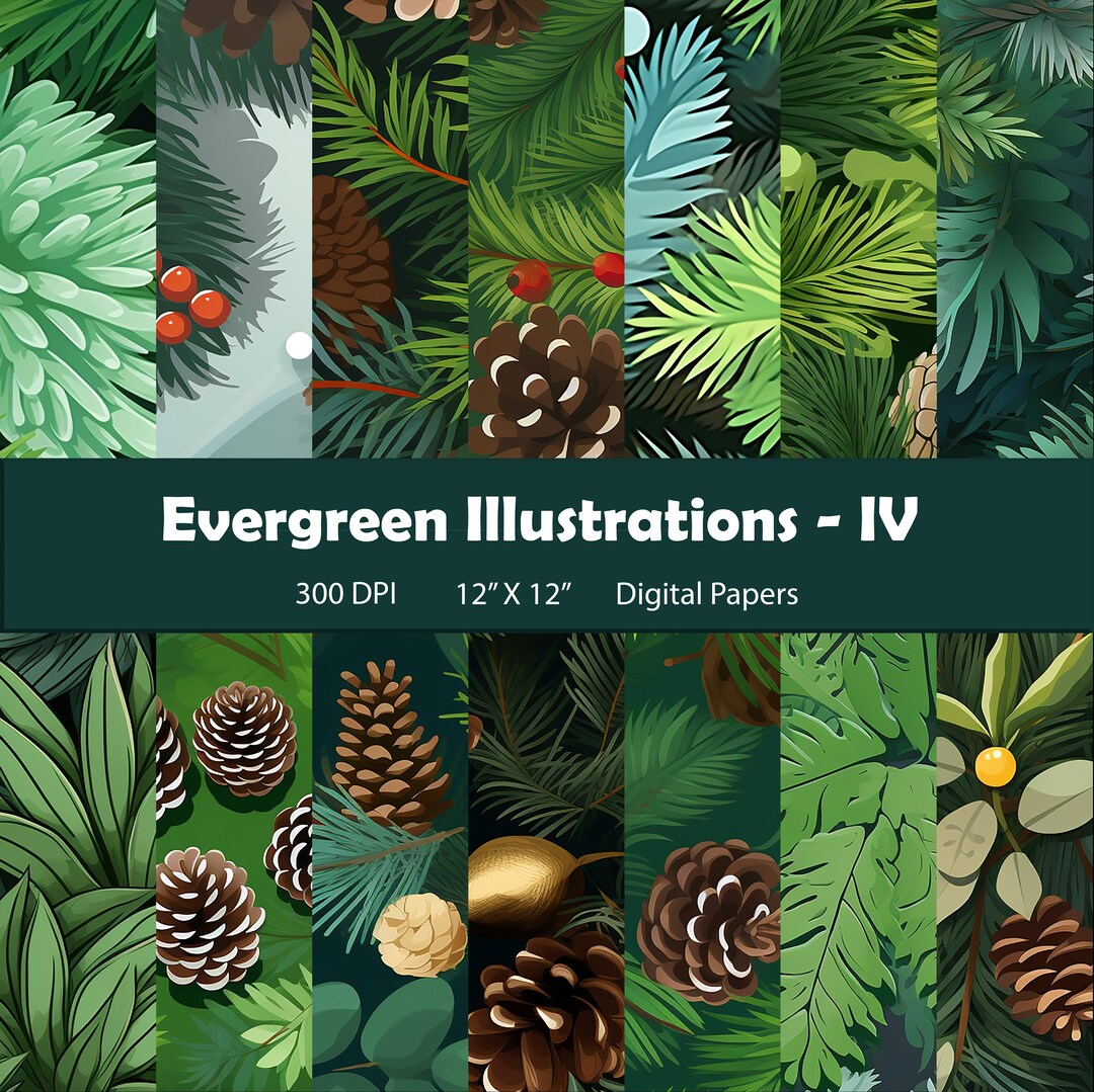 Evergreen Illustrations IV - 15 Seamless Patterns & Digital Papers - Etsy