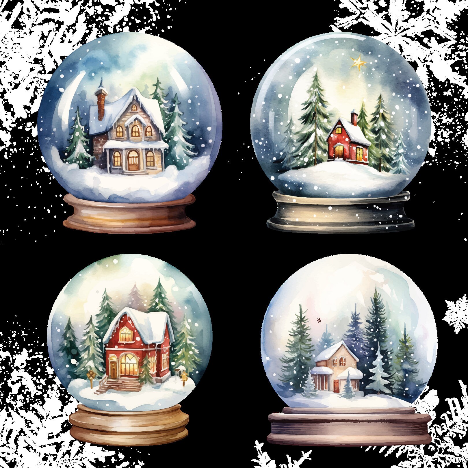 Bundle - Winter Wonderland Snowglobes Clipart Collection: Instant ...