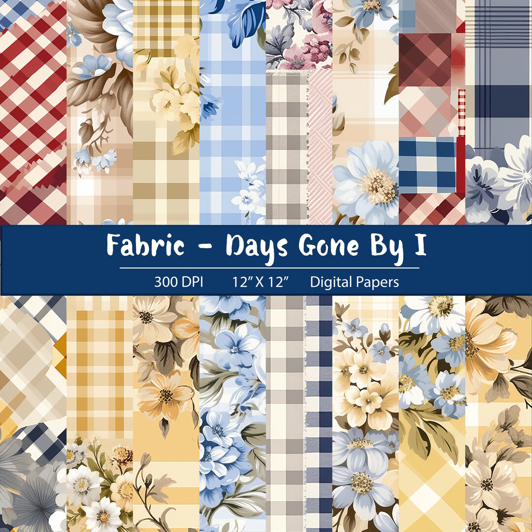 Days Gone by I - Heritage Fabric Designs - Digital Vintage Pattern ...