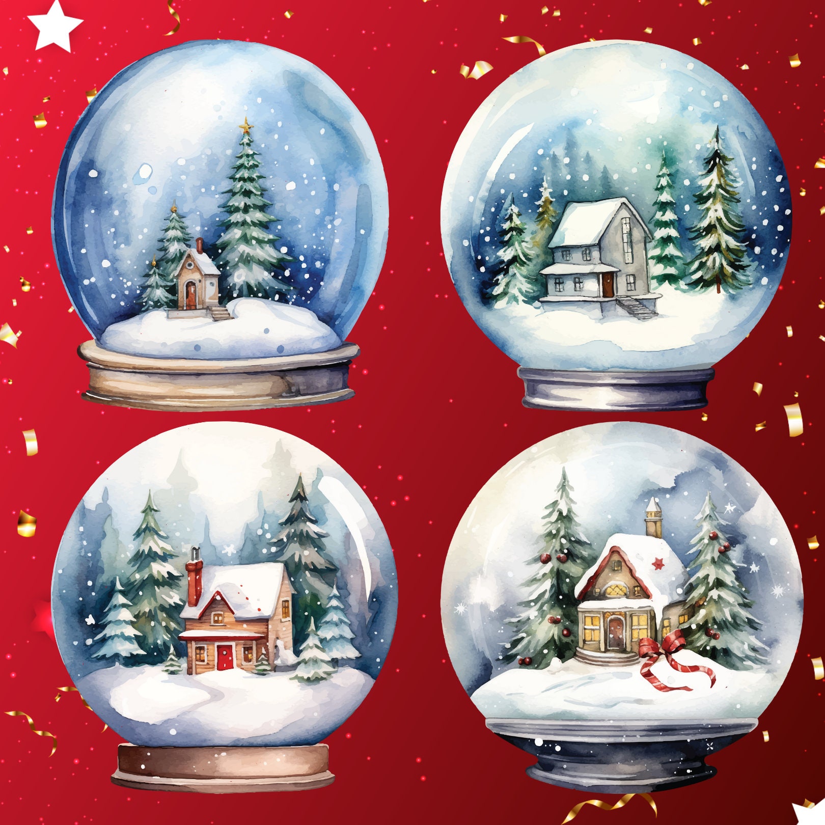 Bundle - Winter Wonderland Snowglobes Clipart Collection: Instant ...