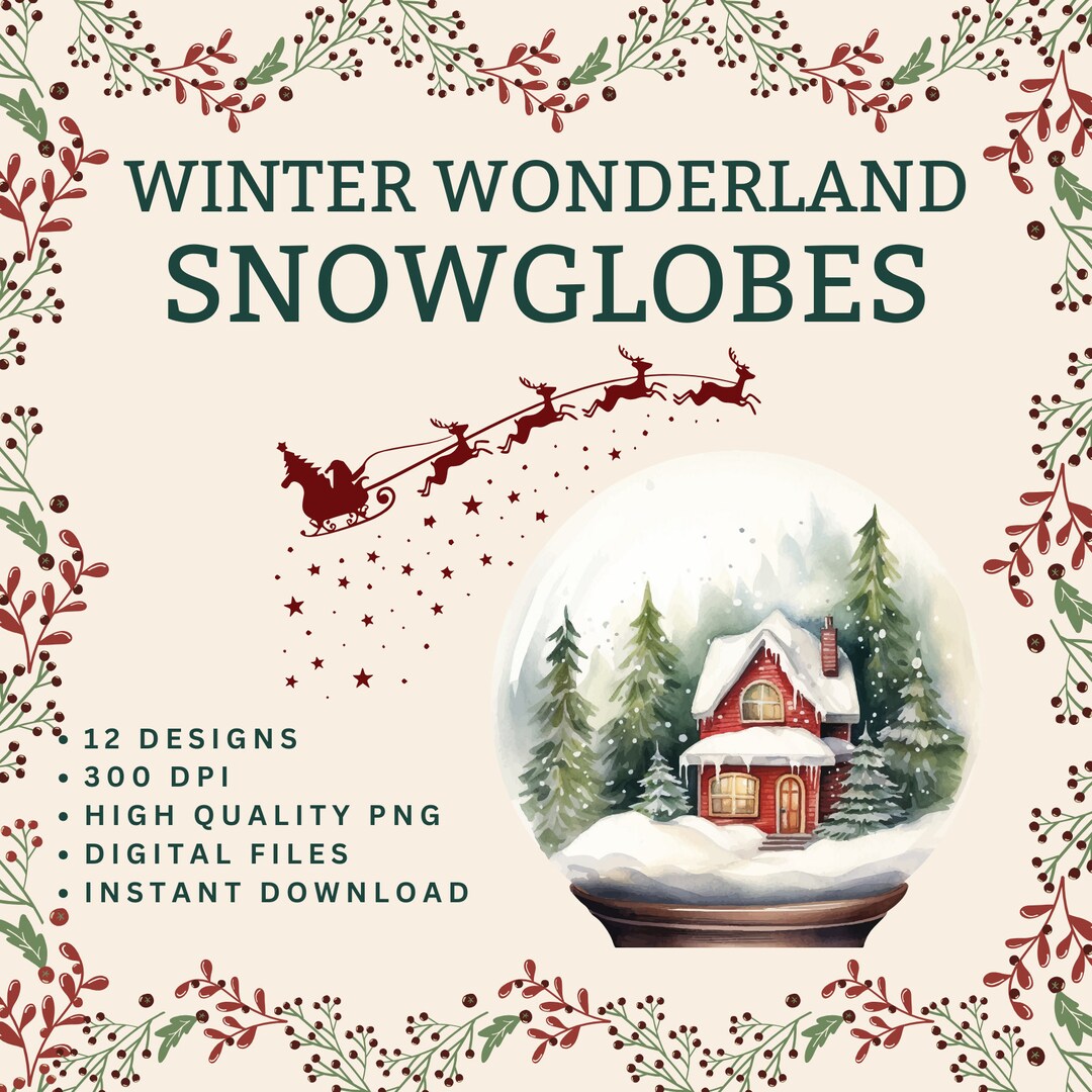 Bundle - Winter Wonderland Snowglobes Clipart Collection: Instant ...