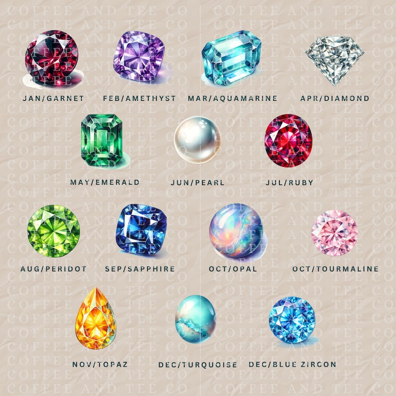 Watercolor Png Birthstone Clipart, High-resolution Gemstones, Births ...