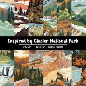 Glacier National Park Inspired - Seamless Patterns - Digital Paper Pack ...