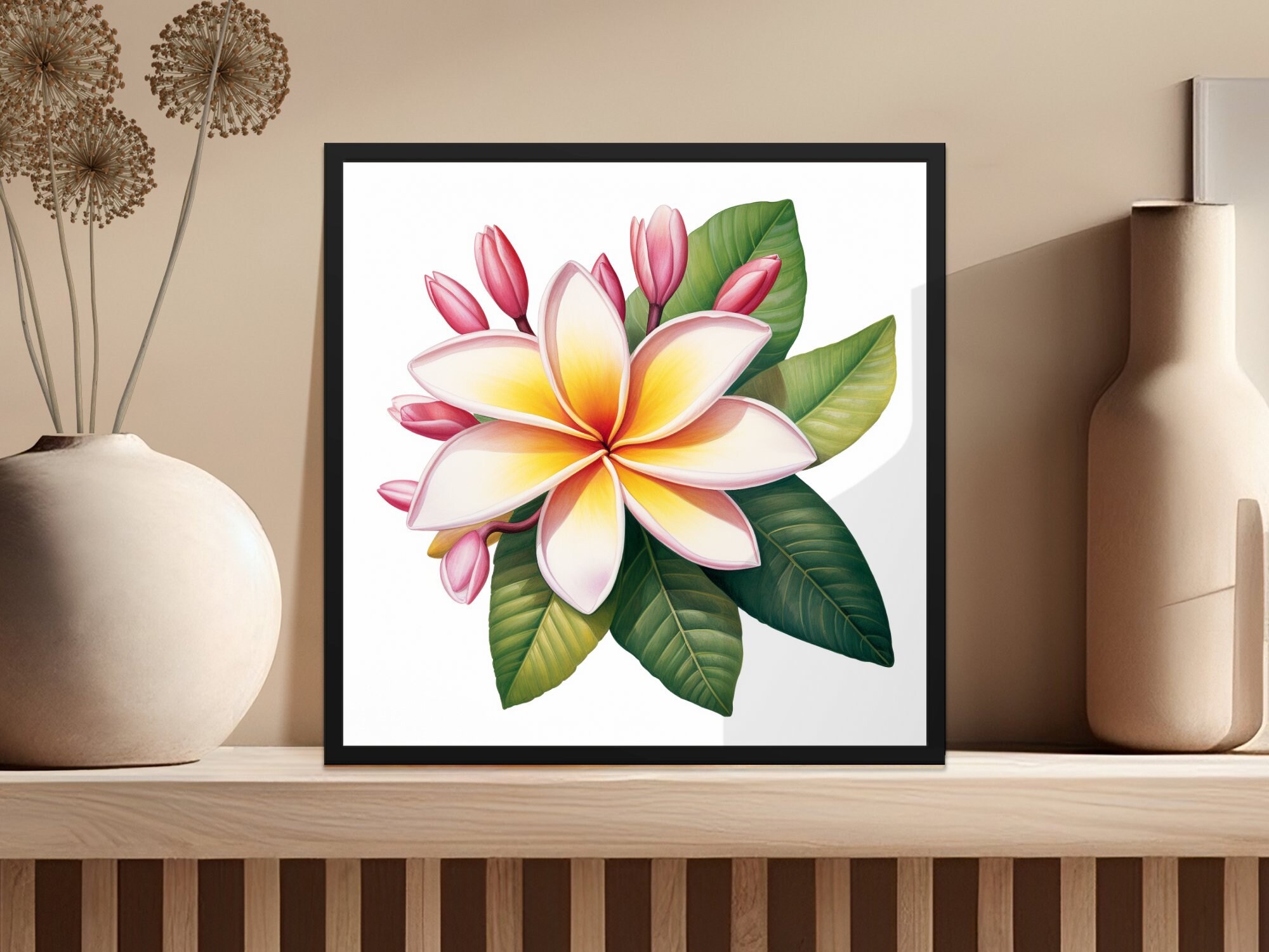 Digital Art, Plumeria Decor, Tropical Paradise, Watercolor Floral ...