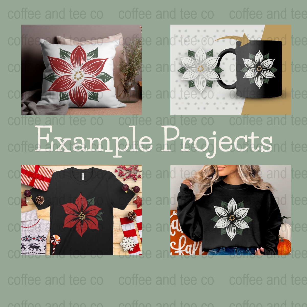 Pretty Poinsettias Svg/png/dxf/eps Pack Elegant Floral Cut Files for ...