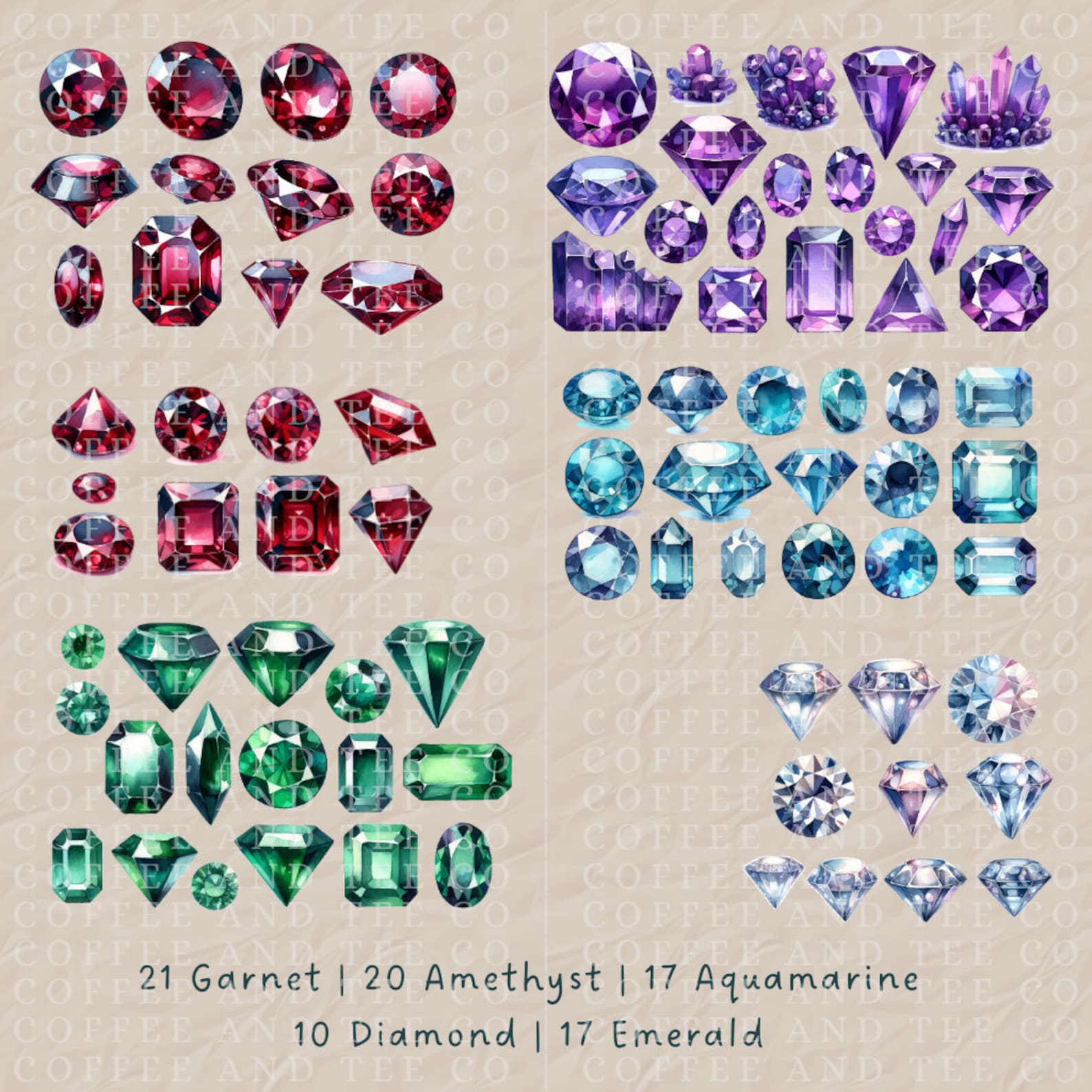 Watercolor Png Birthstone Clipart, High-resolution Gemstones, Births ...