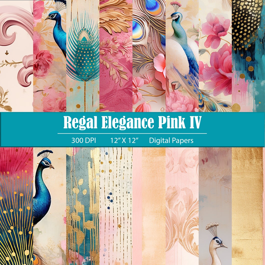 Regal Elegance in Pink - V, Digital Paper and Seamless Patterns Pack ...