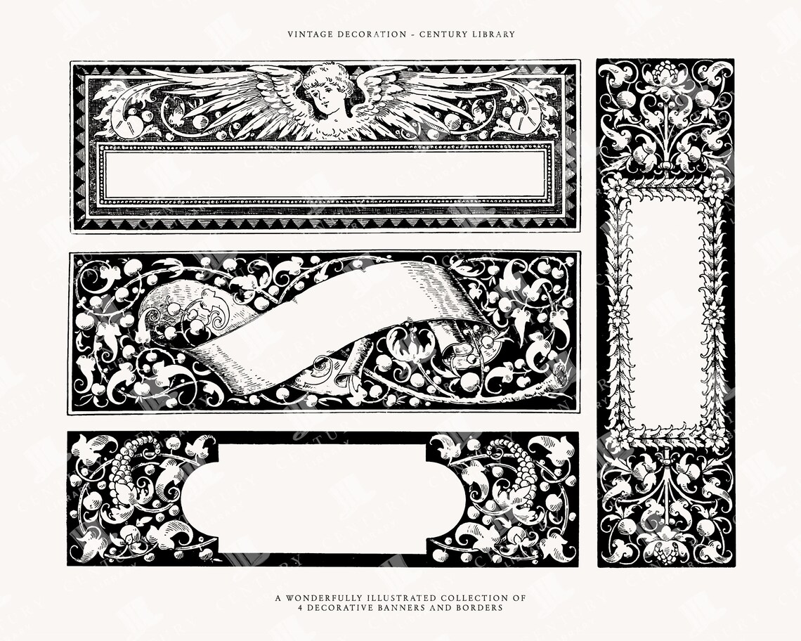 Vintage Victorian Banner / Header Illustrations - Vector Clip Art for ...