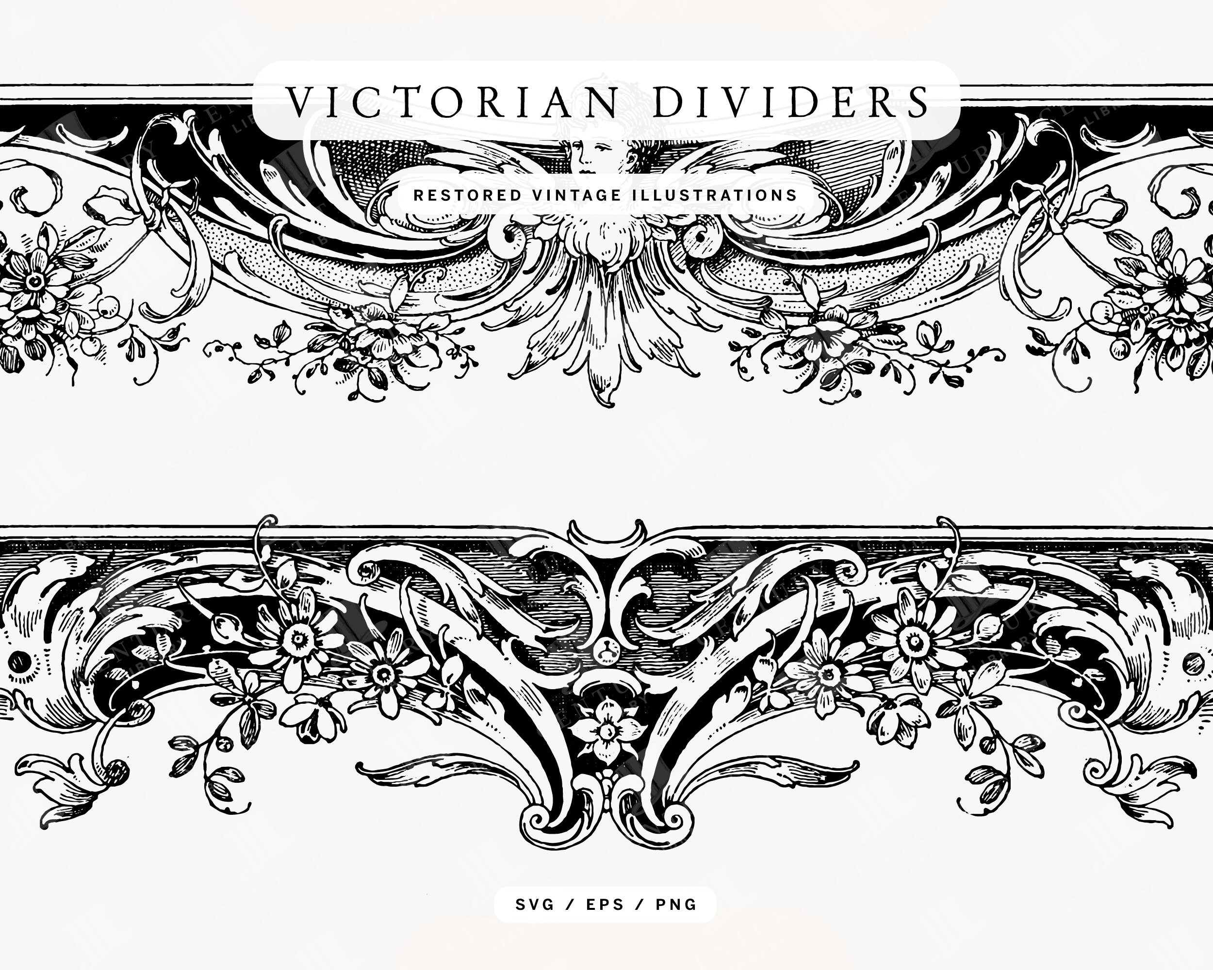 Vintage Victorian Dividers for Invitations, Print Design, Scrapbooking ...