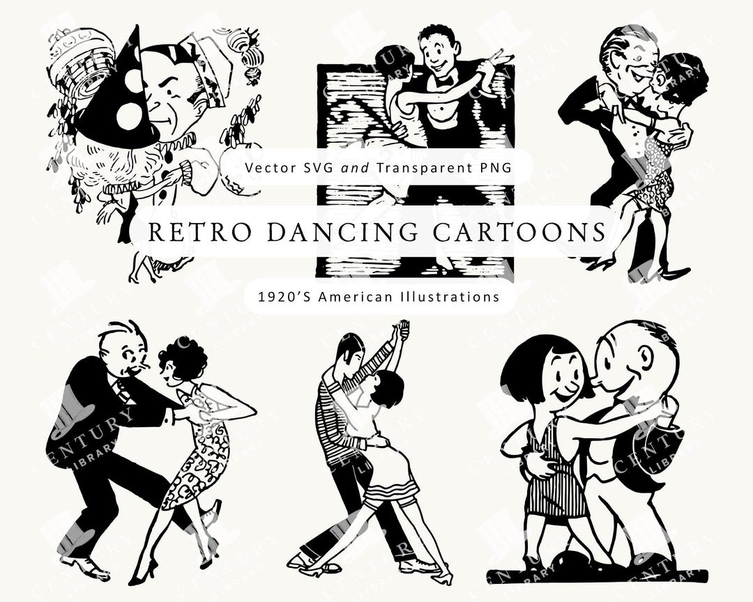 Funny Vintage Dance Clipart PNG and SVG - Comic Couples Ballroom ...