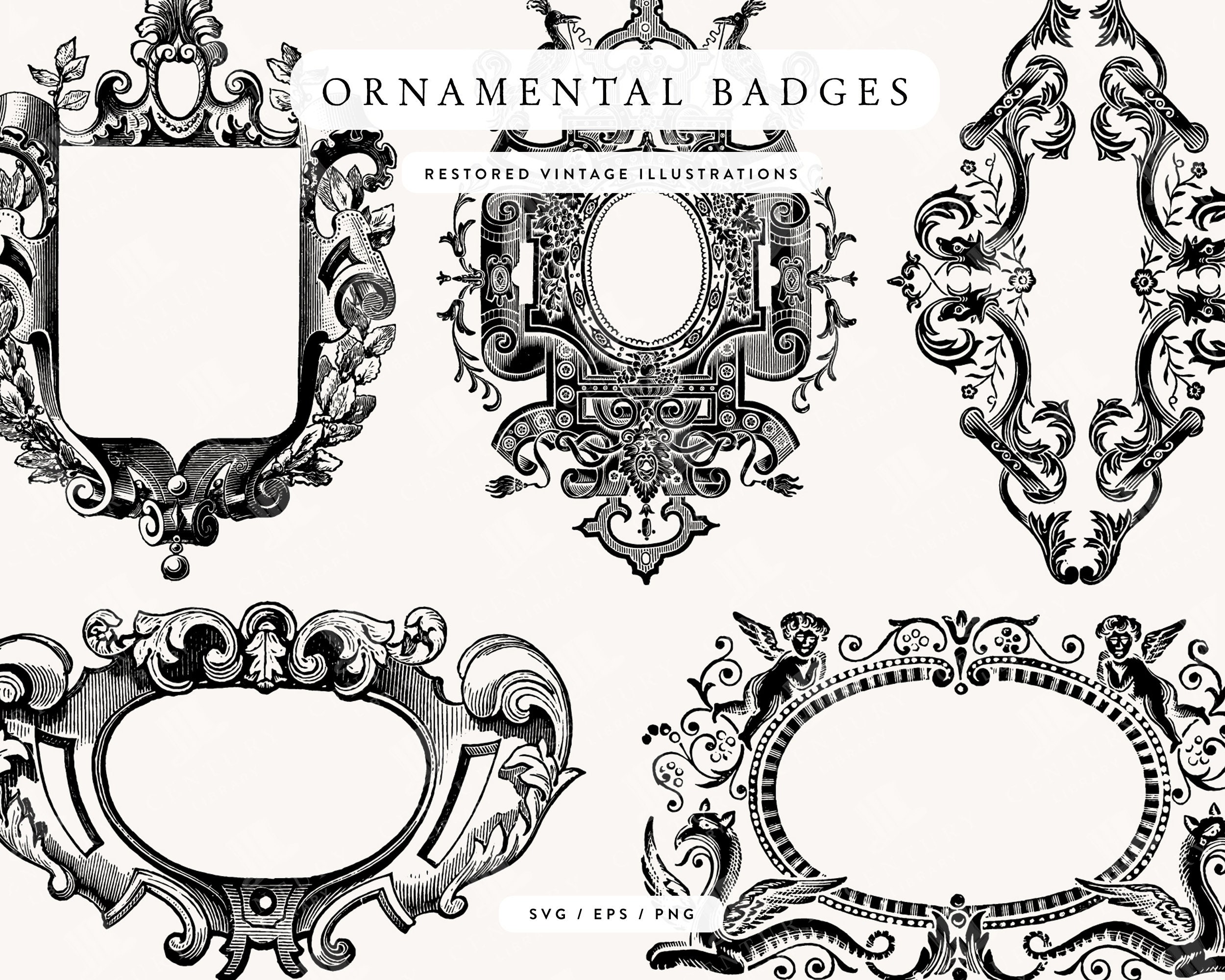 Ornamental Badge Designs in SVG, PNG, and EPS Image Formats ...