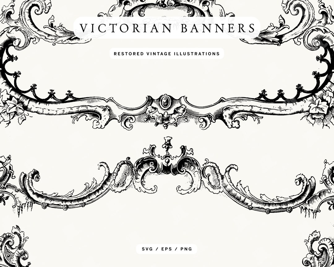 Vintage Victorian Banners and Label Designs in PNG, SVG, and EPS ...