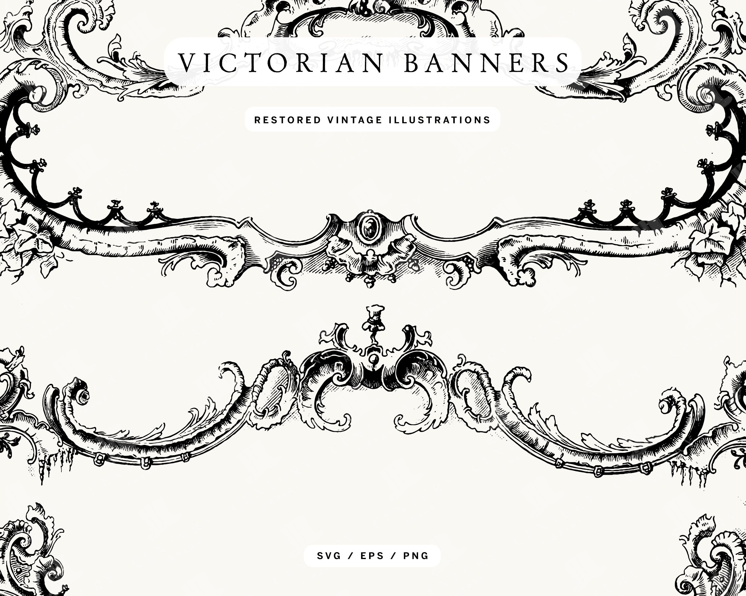 Vintage Victorian Banners and Label Designs in PNG, SVG, and EPS ...