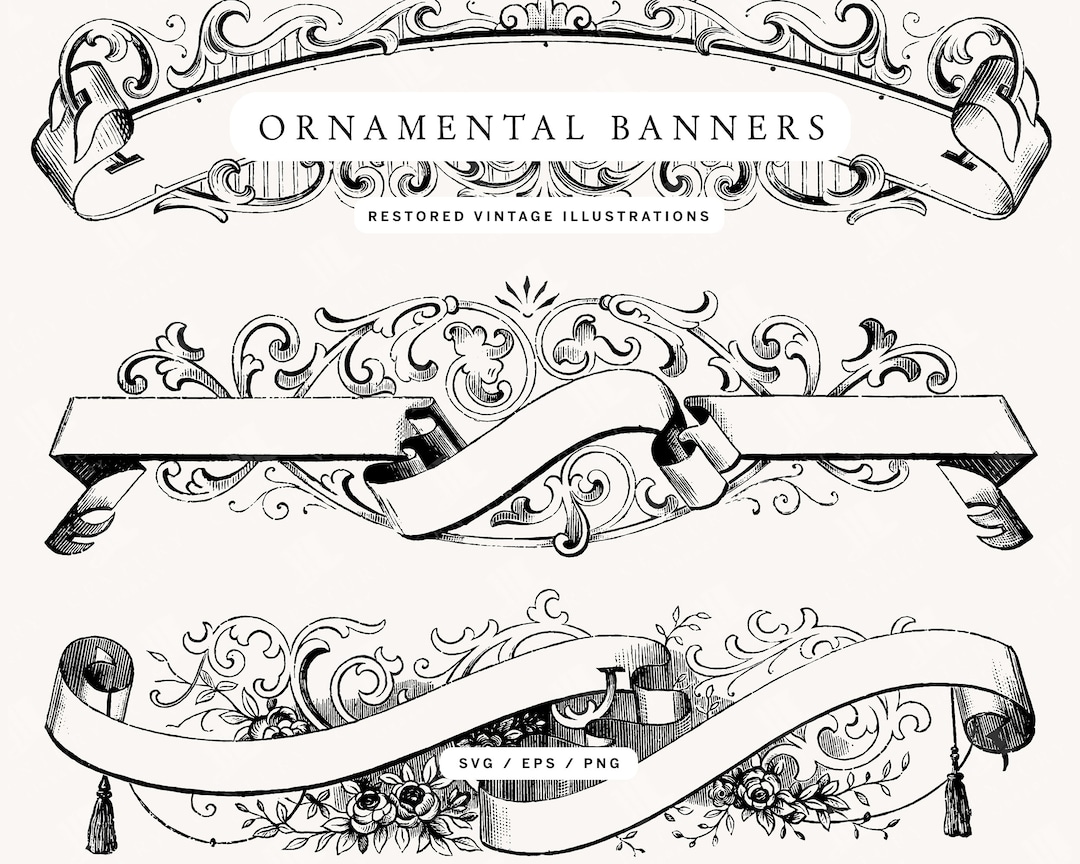 Ribbon Banner Designs in SVG, PNG, and EPS Image Formats - Decorative ...