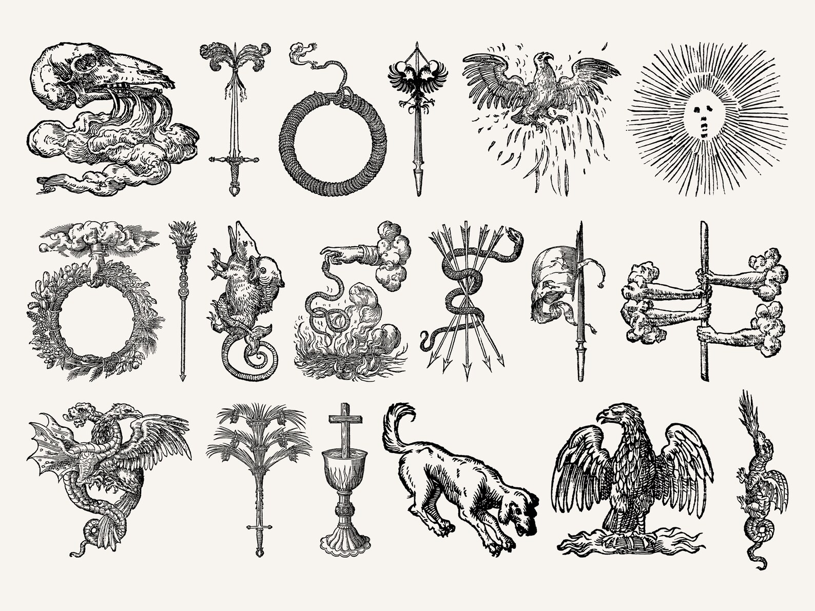 Vintage Occult Clipart PNG & SVG Bundle, Witchy Graphics Pack of ...