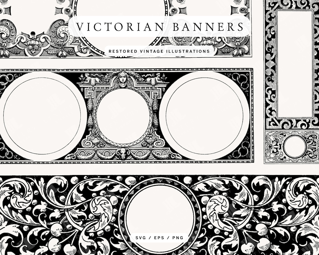 Victorian Styled Banners PNG, SVG, and EPS - Vector Clip Art for ...