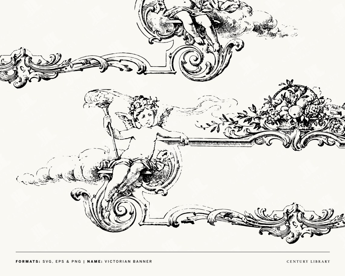 Vintage Victorian Banners and Label Designs in PNG, SVG, and EPS ...