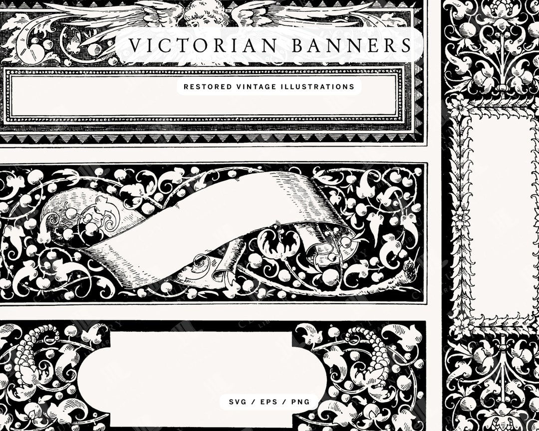 Vintage Victorian Banner / Header Illustrations - Vector Clip Art for ...