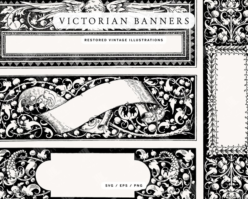 Vintage Victorian Banner / Header Illustrations - Vector Clip Art for ...