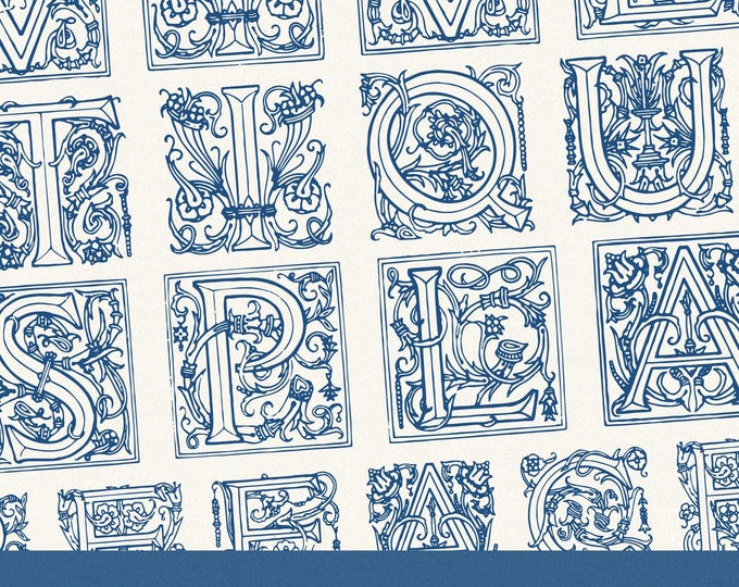 Highly Ornate Vintage Drop Cap Font – 1800s Engraved Lettering With ...