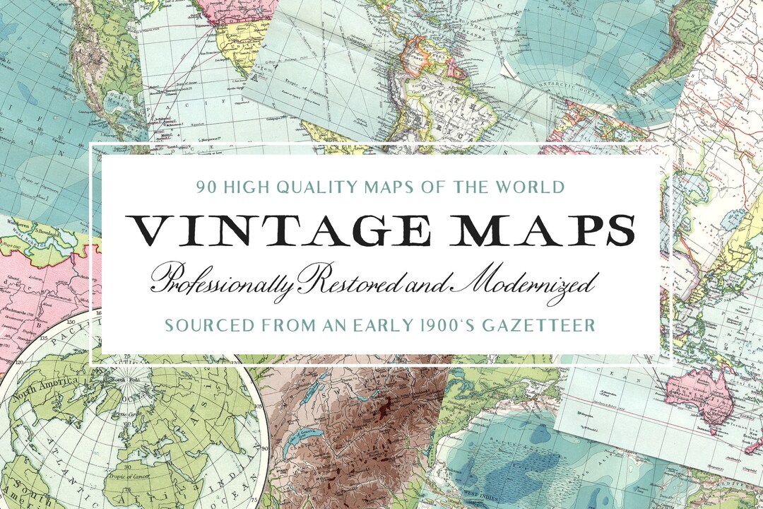 90 Vintage Maps of the World (super High Resolution JPG Images ...