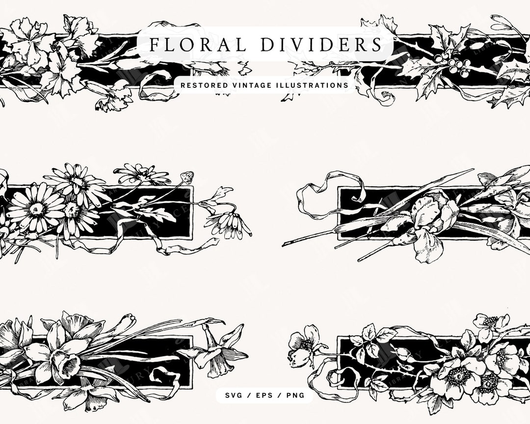 Rustic Floral Dividers for Invitations, Print Design, Scrapbooking, Etc ...