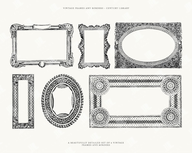 Vintage Borders and Frame Clip Art - Victorian Decorative Design Assets ...