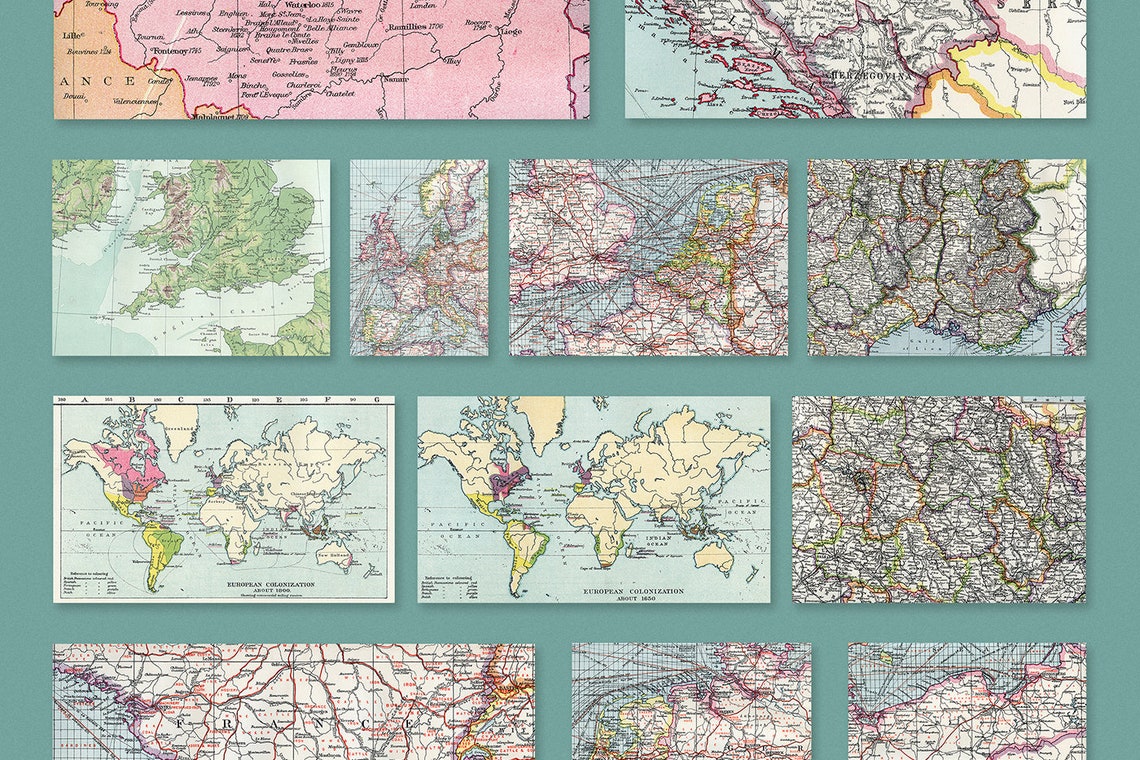 90 Vintage Maps of the World super High Resolution JPG - Etsy