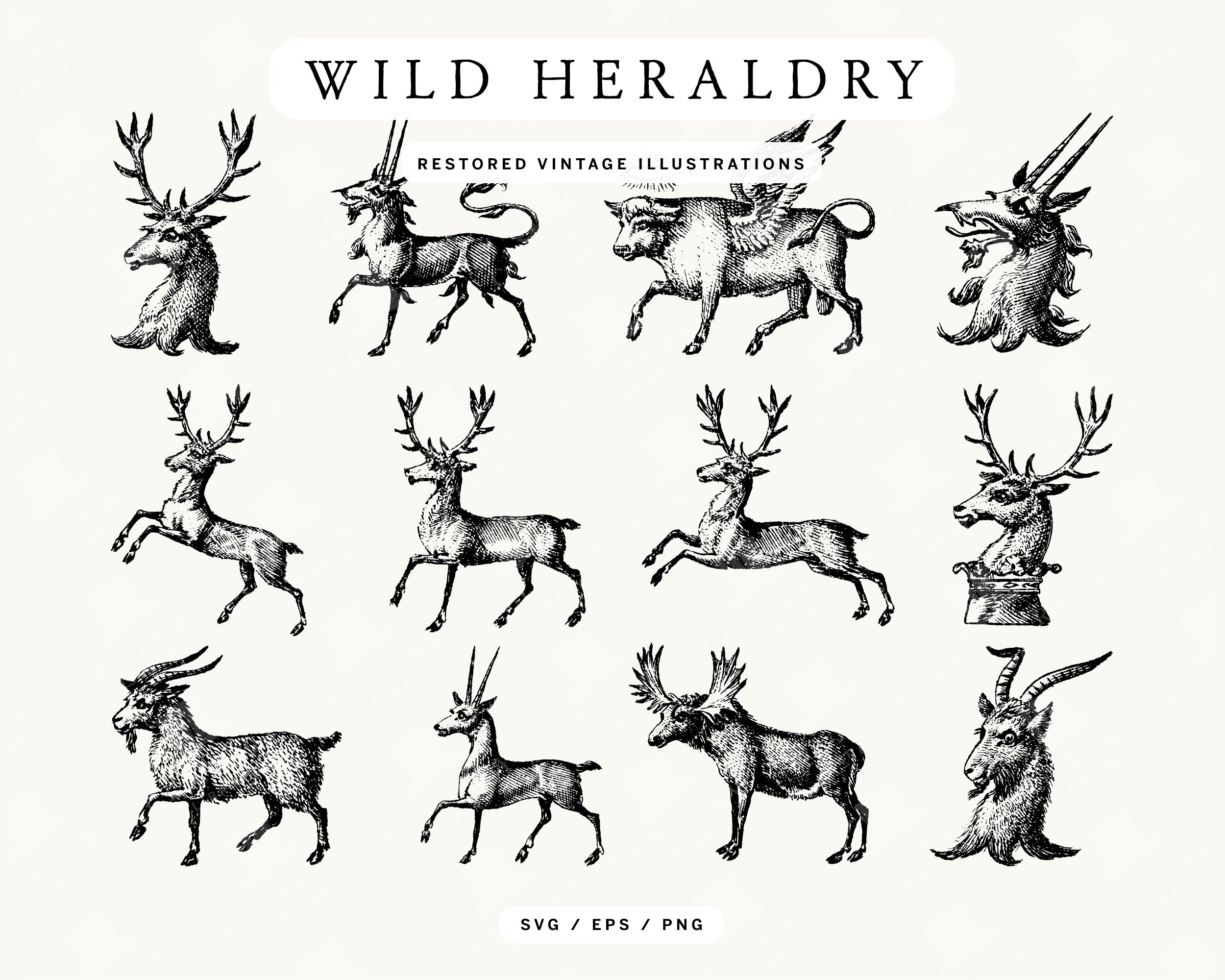Hand Drawn Heraldry Animal Icon Illustrations in SVG, PNG, and EPS ...
