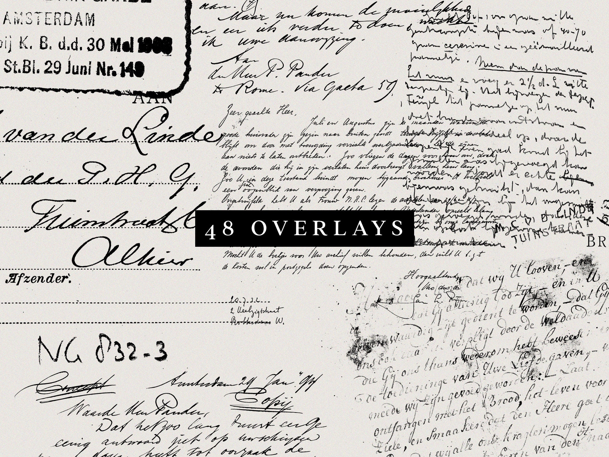 Vintage Handwritten Overlay PNG Clipart Old Textures Bundle - Etsy UK