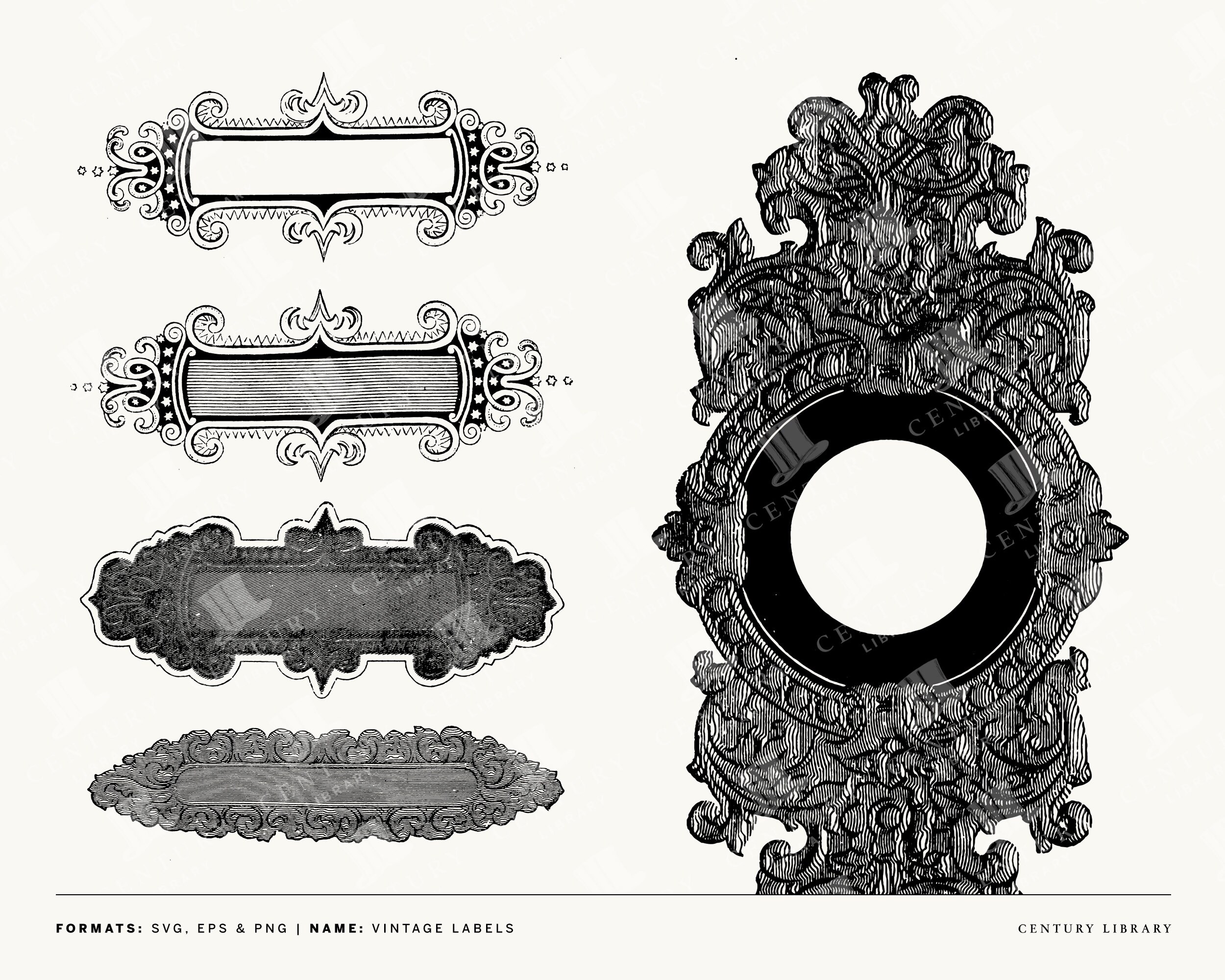 Downloadable Label SVG Images, Vintage Decorative Labels Line Art From ...