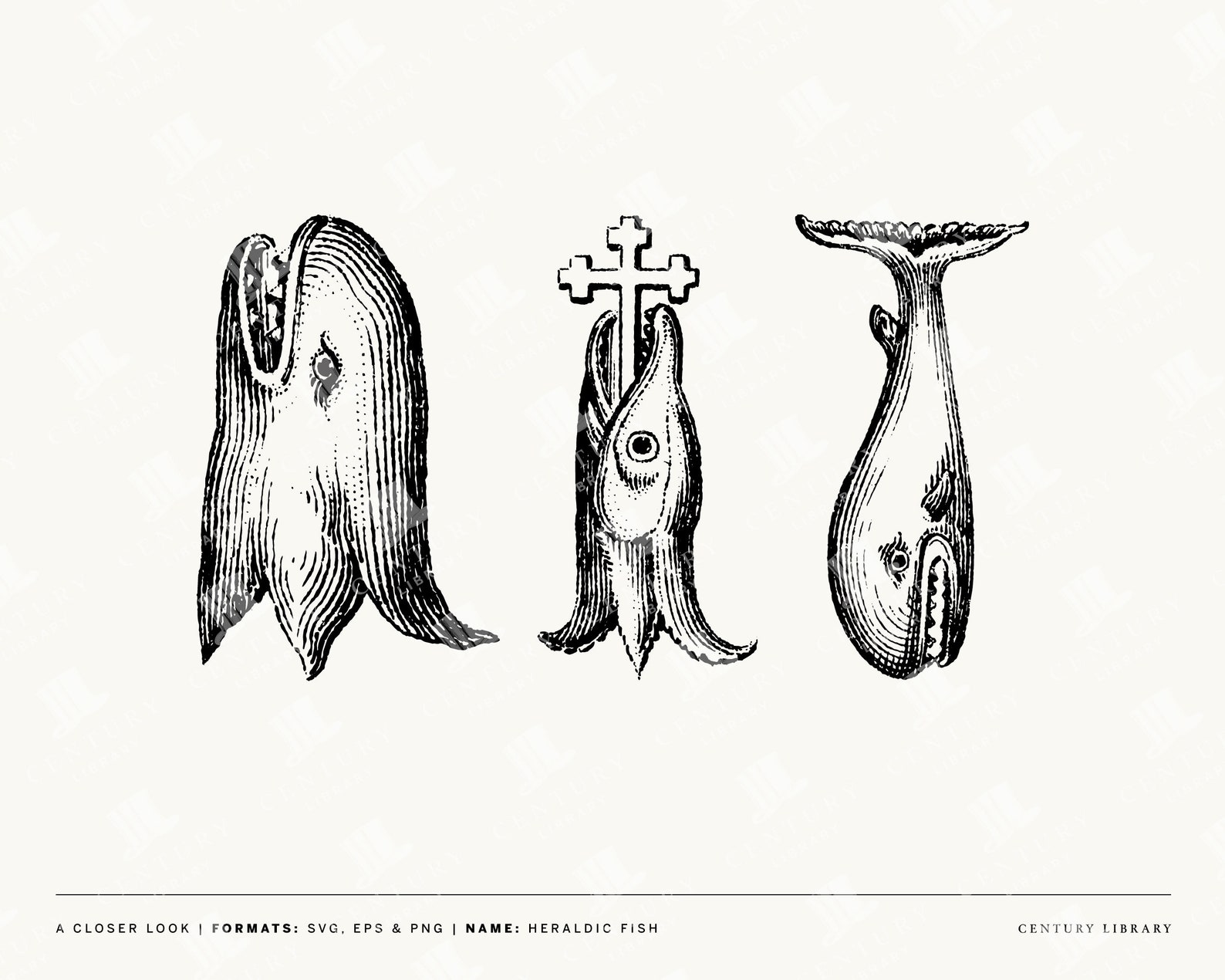 Heraldic Nautical Clip Art Illustrations - Downloadable Fish, Crab ...