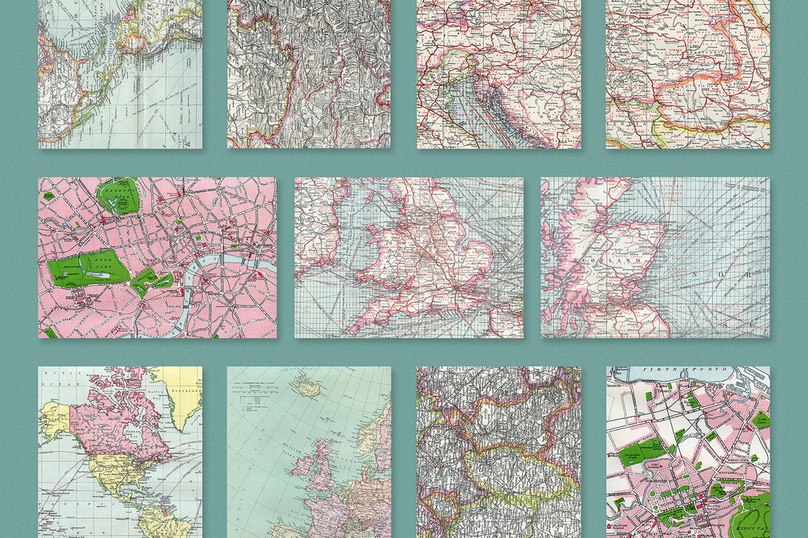 90 Vintage Maps of the World super High Resolution JPG - Etsy