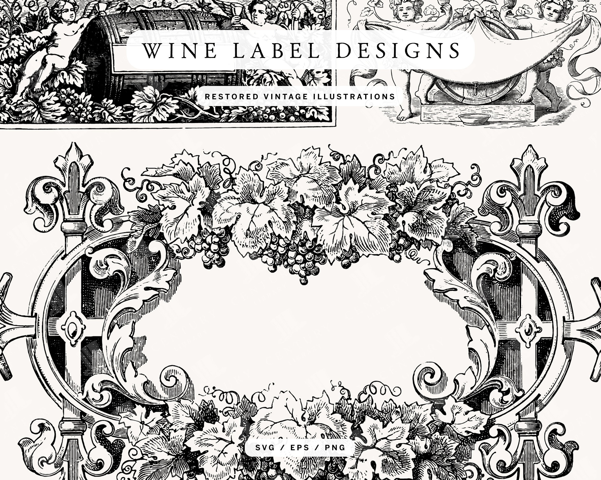 Set of 3 Wine Label SVG Designs / Frames - Etsy