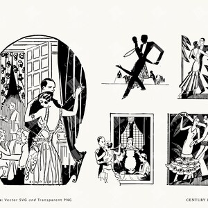Vintage Ballroom Dance Clipart PNG and SVG - Flapper Era Couples, Swing ...